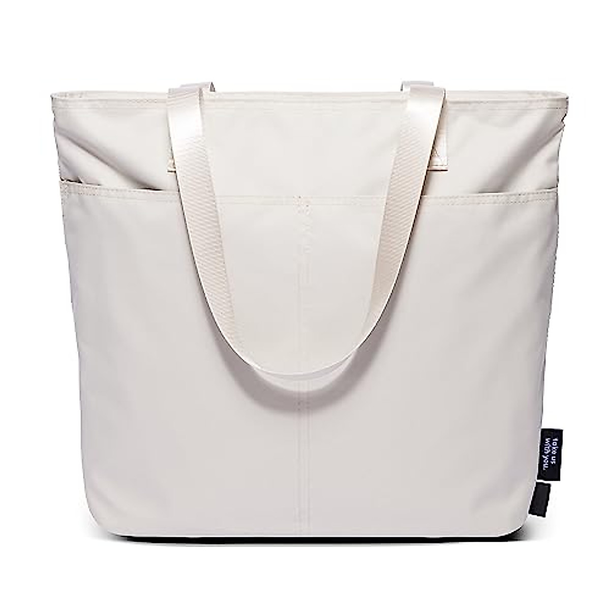 Simple Modern Tote Bag for Women | Medium Water-Resistant Laptop Purse with Compartments and Zipper Top | Shoulder Bag with Pockets for Work, Travel & School | Almond Birch