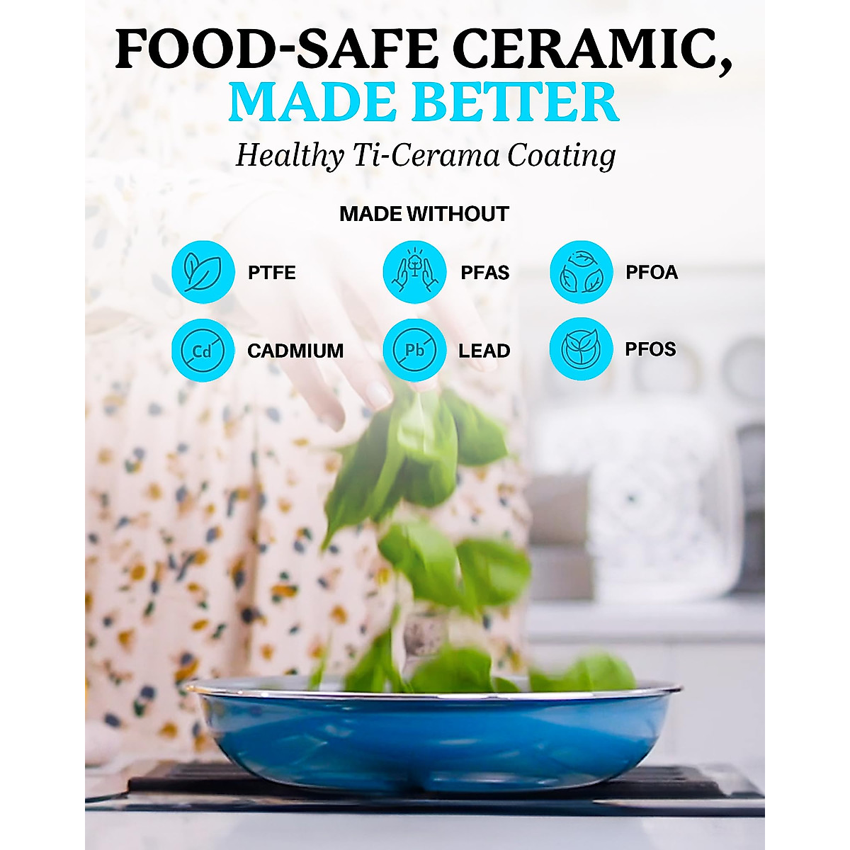 GOTHAM STEEL 12 Inch Frying Pan Skillet, 12 Inch Nonstick Frying Pan Skillet with Ceramic Coating, Non Stick Skillet, Large Skillet with Stay Cool Handle, Healthy, Oven & Dishwasher Safe-Ocean Blue