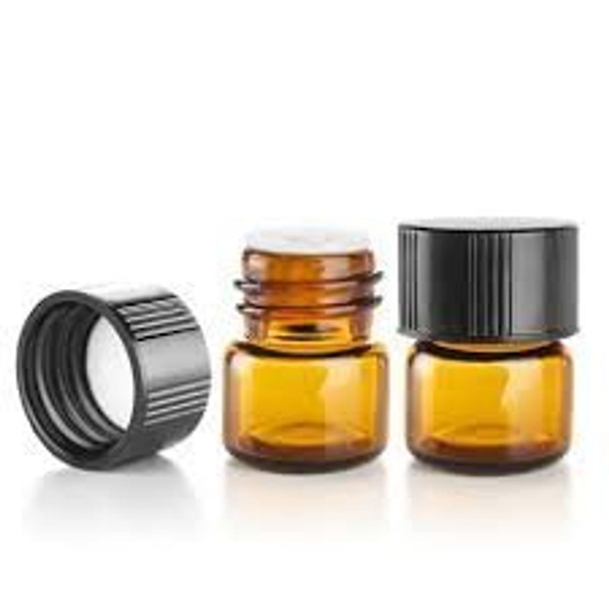 Honbay® 1ml (1/4 dram) Amber Glass Vial Essential Oil Bottle with Orifice Reducer and Cap - 12 Pack