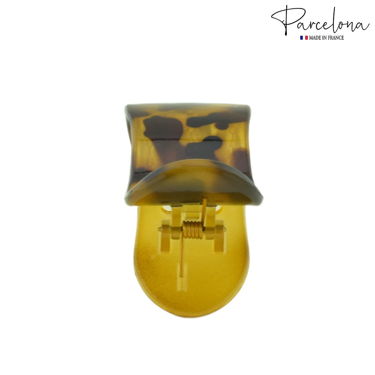 Parcelona French Simply Bear Paw Medium 3” Celluloid Acetate Side Slide In Jaw Yoga Fine Hair Claw Clip for Women and Girls (Light Tortoise Shell)