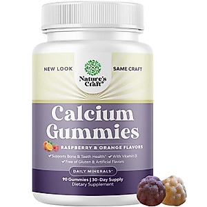 High Absorption Calcium Gummies for Women with Vitamin D3 - Tasty Tricalcium Phosphate 750mg Calcium Gummies for Adults - Chewable Calcium and Vitamin D Supplement for Bone Health and Immune Support