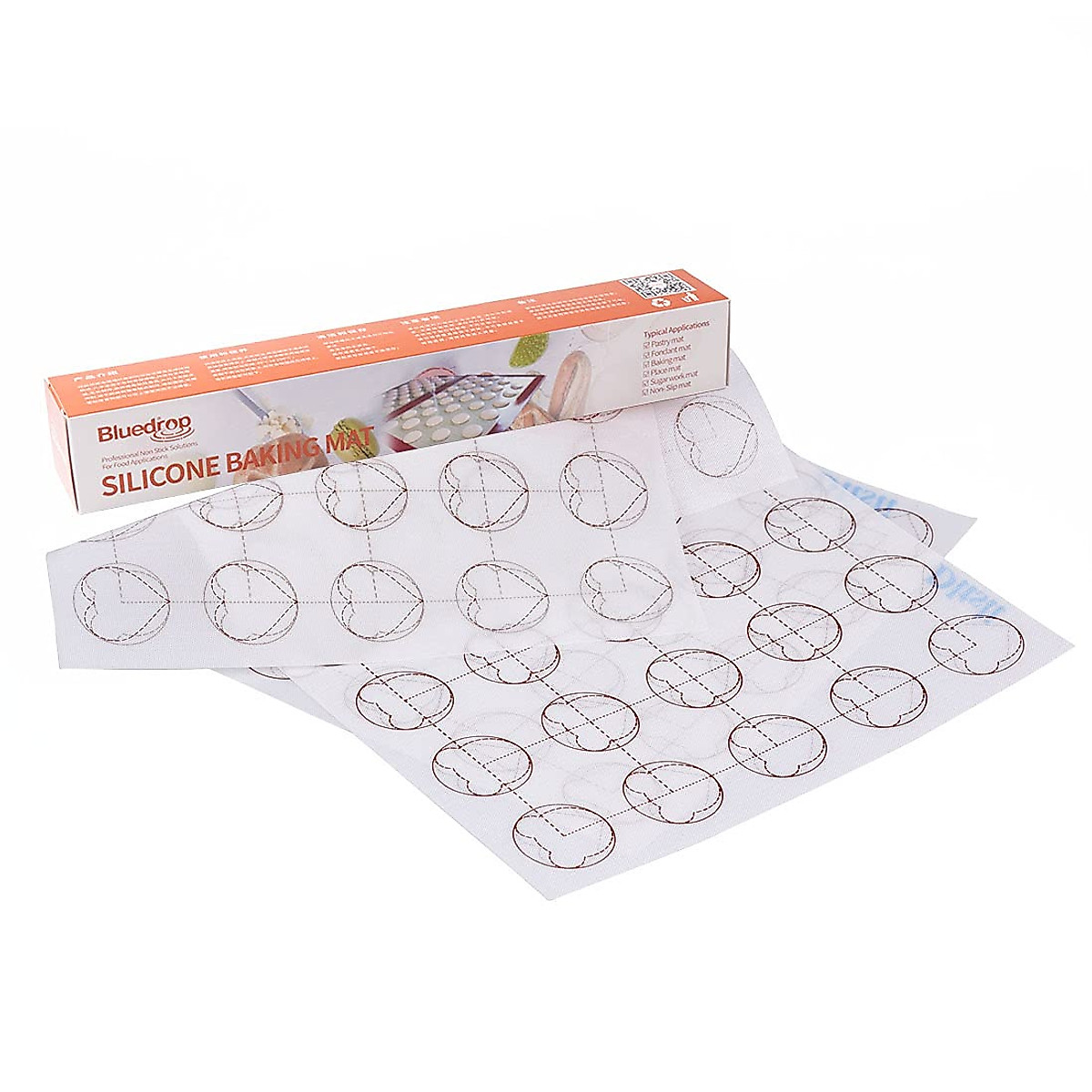 2pcs Silicone Baking Mat for Macarons, 15.3" x 11" Mat Liner with 35 Circles Macaron Template, Reusable Non-stick Surface Pastry Mat