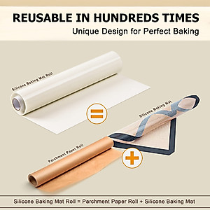 MMmat Silicone Baking Mat Roll - Best German Silicone - Non-slip Silicone Pastry Mat, Non-Stick Reusable Air Fryer Linner, Counter Mat, Oven Liner, Freeze Dryer Mat - 12IN x 8FT