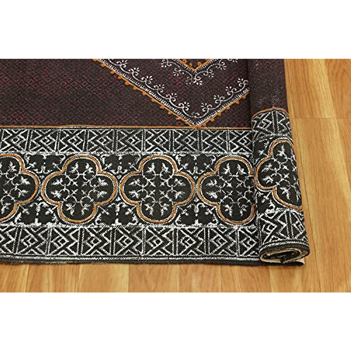 Casavani Hand Block Printed Cotton Carpet Geometric Brown Area Dhurrie Best Uses For Home/Office 5x8 Feet Rugs for Bedroom,Living Room,Kids Room,Hallway Enterway,Kitchen 8x11 Feet
