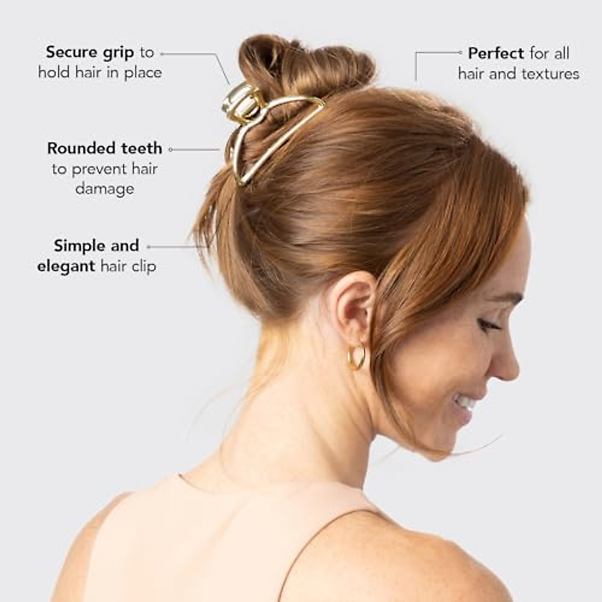 Kitsch Gold Metal Claw Clips - Large Claw Clips for Thick Hair, Gold Hair Clips for Girls, Metal Hair Clips for Women, Gold Claw Clips for Thin Hair, Metal Hair Claw Clips for Women & Cute Hair Clips