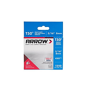 Arrow 505 Genuine T50 5/16-Inch Staples, 1,250-Pack