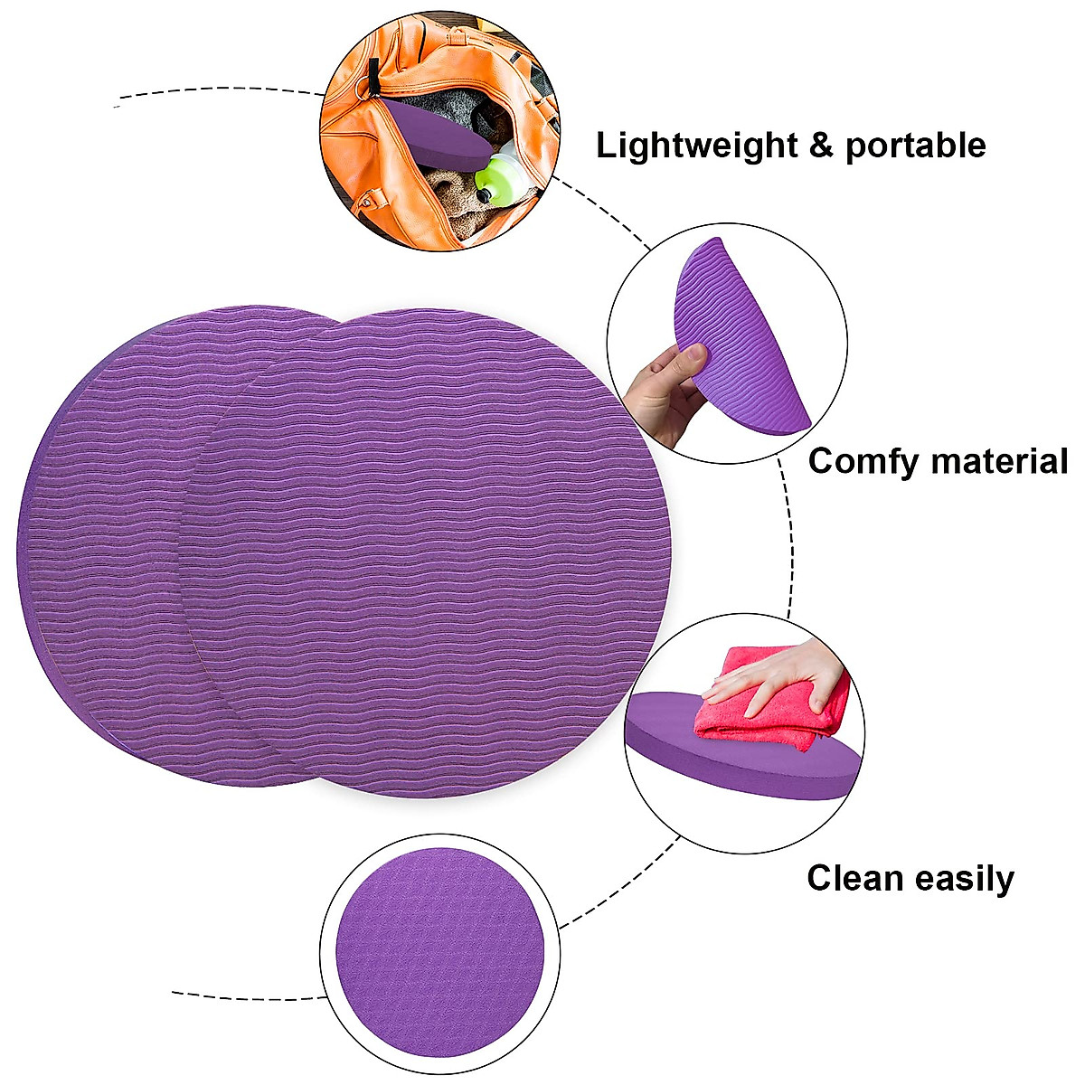GoYonder Eco Yoga Workout Knee Pad Cushion Purple (Pack of 2)