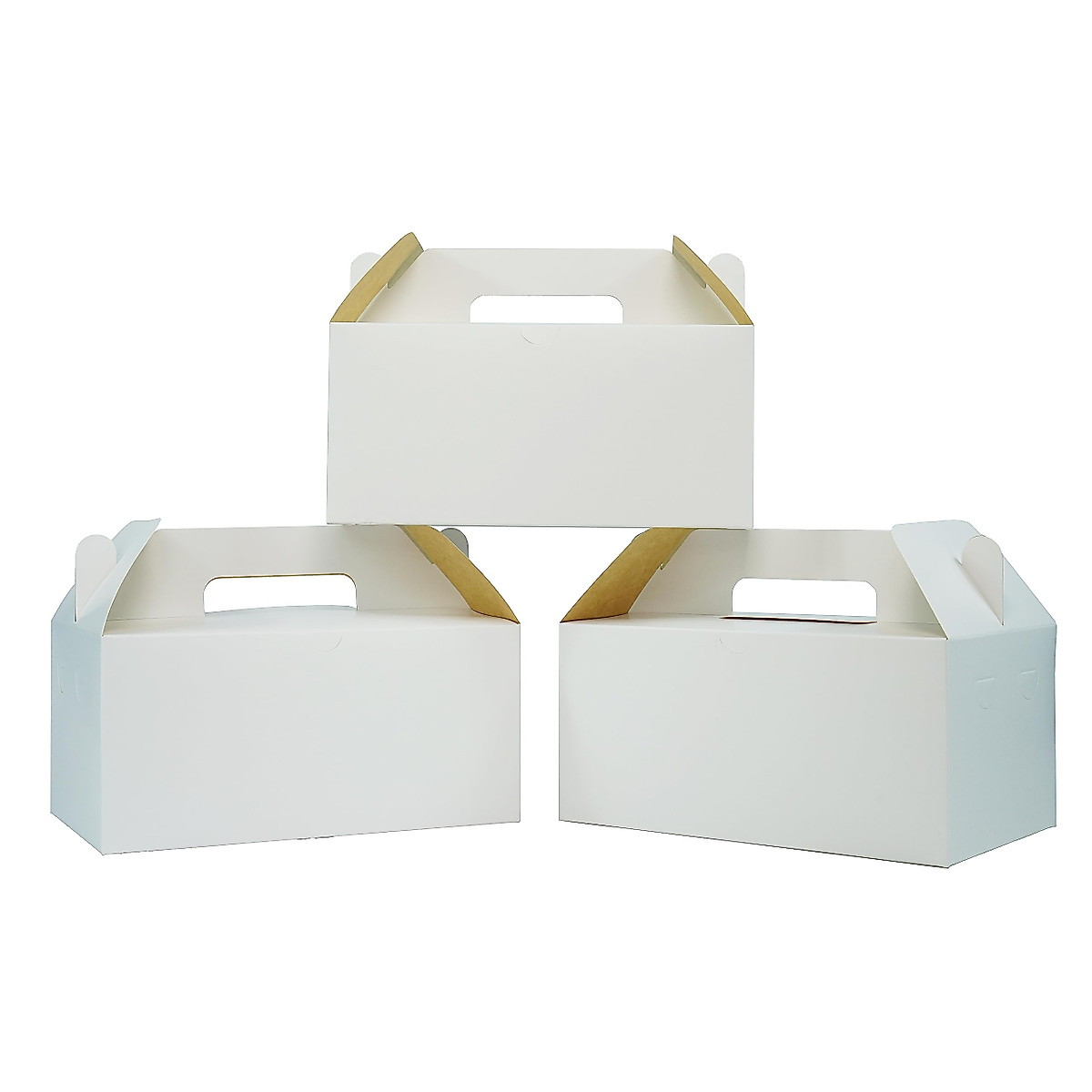 PandaPandaPPS 50 pcs White Gable Boxes (8.25"×5"×4") for Foods, Gifts and Party Favors Treat Boxes, Goodie Gift Boxes for Birthday, Wedding, Baby Shower