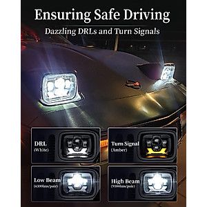 HWSTAR 2022 180W 1000% Bright H6054 5x7 7x6 Led Headlights Compatible with Jeep Cherokee XJ Wrangler YJ [ DOT][Anti-glare][DRL Turn Signal][Hi/Low Sealed Beam] Ford Chevy GMC Toyota Nissan Dodge etc