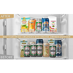 ONCHSH Drink Organizer for Fridge,Soda Can Drink Organizer for Refrigerator,Beer Pop Can Water Bottle Storage for Pantry,Width Adjustable Beverage Pusher Glide (White, 16.4"D - 5 Rows)