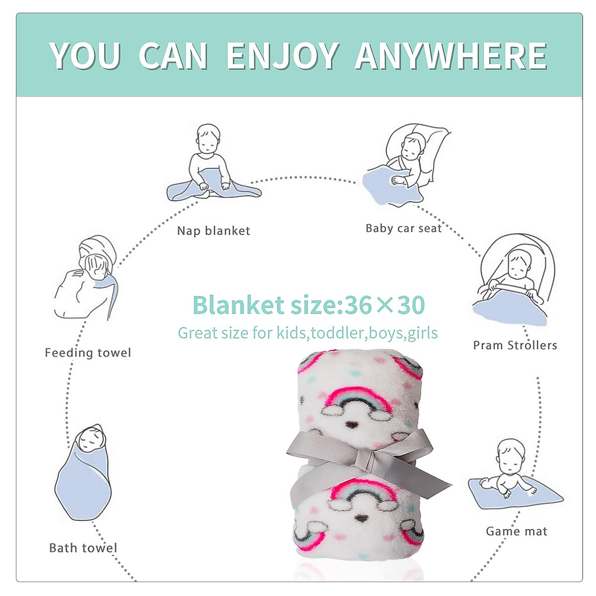 FINOHOPE Baby Blanket Plush Fleece with Security Blanket Snuggler Stuffed Animal Loveys for Boys and Girls, Green Unicorn