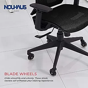 Nouhaus ErgoTASK – Ergonomic Task Chair, Computer Chair and Office Chair with Headrest. Rolling Swivel Chair with Rollerblade Wheels (Black)