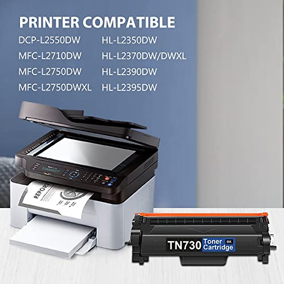 LOVPAIN TN730 Toner Cartridges Compatible Black Replacement for Brother Toner TN730 MFC-L2710DW MFC-L2750DW MFC-L2750DWXL HL-L2350DW HL-L2370DW L2390DW L2395DW DCP-L2550DW Printer Toner (tn730 2pk)