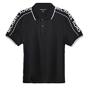 Michael Kors Mens MK Logo 100% Cotton Black Polo Shirt (L)