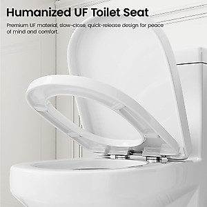 Compact One Piece Toilet for Bathroom, Space-Saving Powerful Dual Flush Round Small Toilet, Average 1.28 GPF, Skirted Toilet with Upgraded UF Quiet & Soft Close Seat (12" Rough-in Toilet)