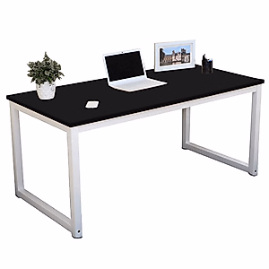 G-PLUS Computer Desk,Sturdy Small Home Office Writing Table,Black & White Modern Style Simple Gaming Study Table