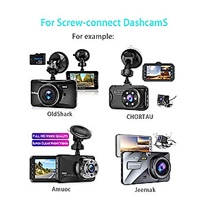 Dash Cam Suction Cup Mount for Oldshark Amuoc Jeemak Chortau Screw-Connect Dashcam, Clip on Car dvr Holder, Strong Suction Power, Easy to Install Use, Easy to Remove, Heat Resistant, 2 Pcs
