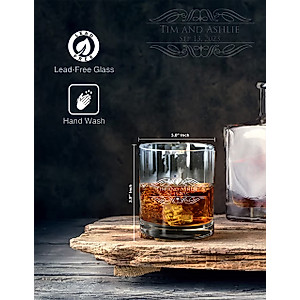 Etched Scotch Glass,Personalized Rocks Glass, Custom Whiskey Glass, Engraved Bourbon Glass, His and her name engraved scotch Glasses, Customized Snifter Glass