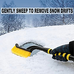 Okuleya Ice Scrapers for Car Windshield - Snow Brush and Detachable Ice Scraper with Ergonomic Foam Grip for Cars, Car Snow Scraper and Brush 2 in 1 Set, for Truck and SUV