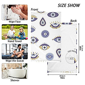 ZENWAWA Hand Towels Various Evil Eye Print, Cotton Bath Towels Drying Face Hands Body Thin Water Absorbent Lightweight Quickdry Washcloth for Bathroom Ktichen Travel Gym 2 Pack 16×28 in