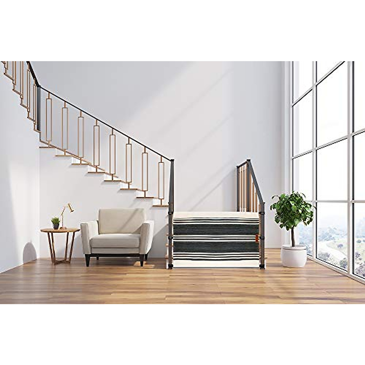 The Stair Barrier Banister to Banister No Drill Baby Gate for Stairs - Fabric Excellence Easy Setup Maximum Security with Portable Pet Gate for Stairs - Climb-Proof Neat and Tidy Fabric Baby Gate