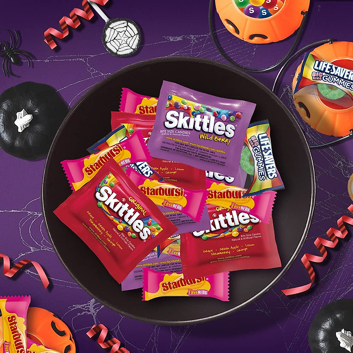 SKITTLES Wild Berry, SKITTLES Original, STARBUST FaveREDS, and LIFE SAVERS Gummy Candy Assortment, 32.82 oz Bag