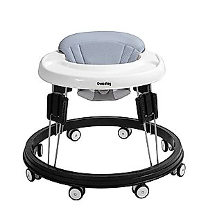 Quocdiog Baby Walker,Multi-Function Activity Center Anti-Rollover Toddler Walker,Foldable Adjustable 9 Height,High Back Padded Seat-Suitable for All Terrains for Baby Boys and Girls 6-18Months(Black)