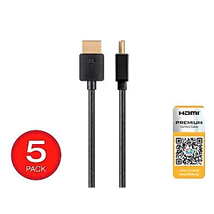Monoprice Certified Premium HDMI Cable - 3 Feet - Black (3 Pack) 4K@60Hz HDR 18Gbps 36AWG YUV 4:4:4 - Ultra Slim Series