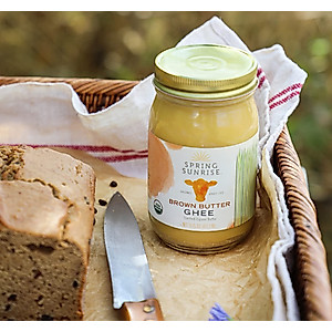 Spring Sunrise Brown Butter Ghee - Grass Fed Butter - Ghee Butter Organic Grass Fed - Ghee Clarified Butter - Ghee Butter - Ghee Organic - Grass Fed Ghee - Organic Ghee From Grass-fed Cows