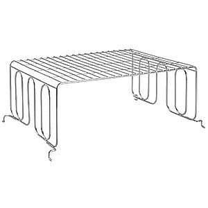 mDesign Versatile Metal Wire Closet Shelf Divider and Separator with Top Shelf for Storage and Organization in Bedroom, Bathroom, Kitchen and Office Shelves - Easy Install - Chrome Silver