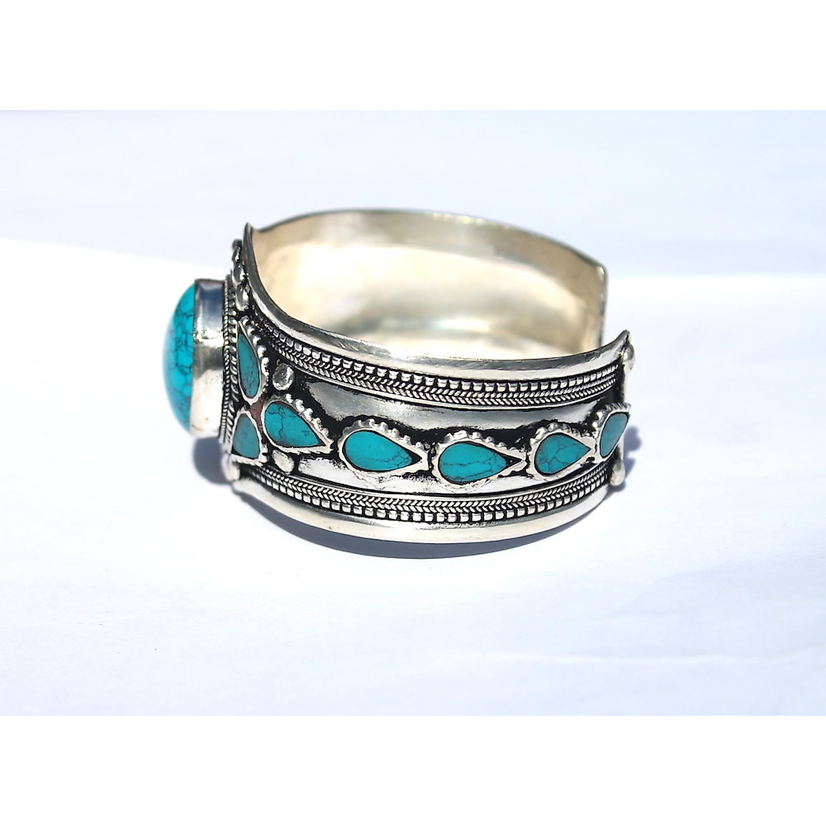 Multi-Stone Blue Stabilized-Turquoise Adjustable Cuff Bracelet | Unique Boho Jewelry for Men & Women