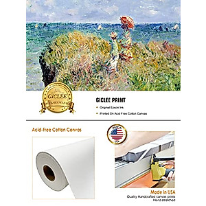 DECORARTS - The Cliff Walk At Pourville, Claude Monet Art Reproduction. Giclee Canvas Prints Wall Art for Home Decor 24x20