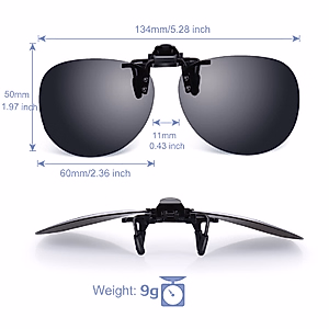 Costyle Black Grey Retro Polarized Clip on Flip up Plastic Sunglasses Driving Fishing Traveling