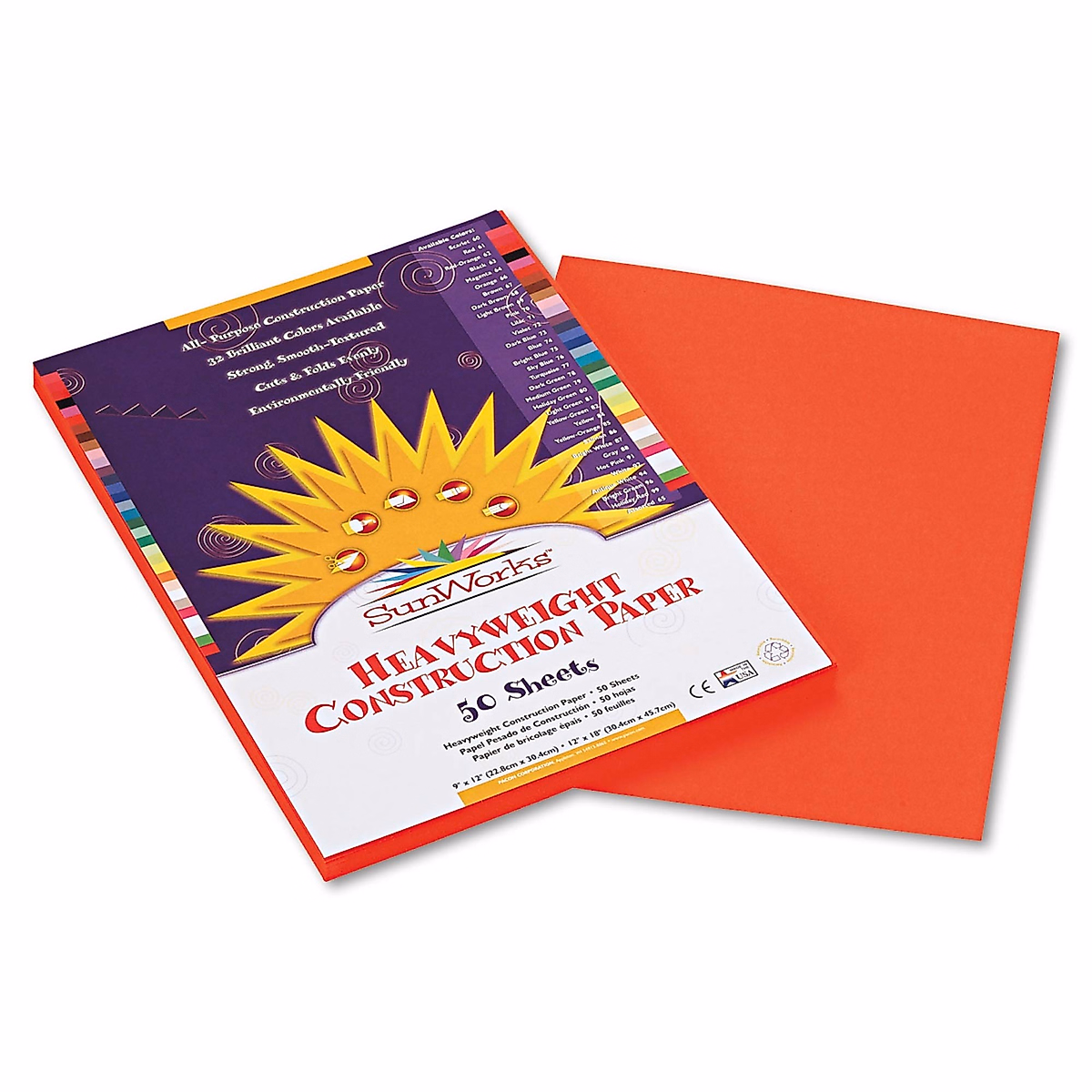 Construction Paper, 58 Lbs., 9 X 12, 50 Sheets/Pack [Set of 4]