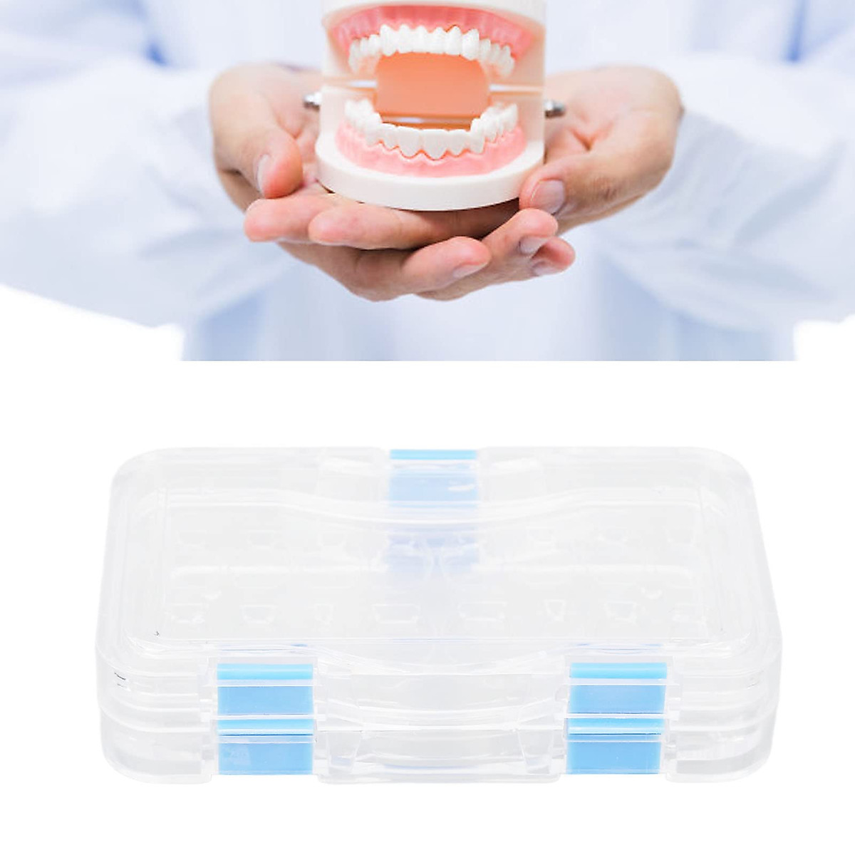 Dioche Denture Case Box, Transparent Denture Box, Membrane Tooth Box Reusable Dental Film Veneer Box with Hole for Clinics Transparent for Travel, Cleaning, Store