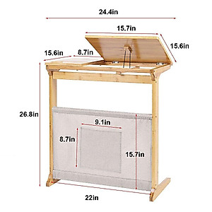 VBSQ Bamboo Laptop Desk Table End Side Table Angle Adjustments Top Tray Home Office Mikalo Home Office Office Furniture Standing Desk Computer Desk Stand up Desk Gaming Desk Standing Desk Office