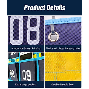 Numbered Hanging Pocket Chart, Classroom Mobile Phone Bag Digital Pocket, Wall Door Hanging Organizer for Teacher Student Hanging Cards Cell Phones Sundries (Fuchsia, 30 Pockets)