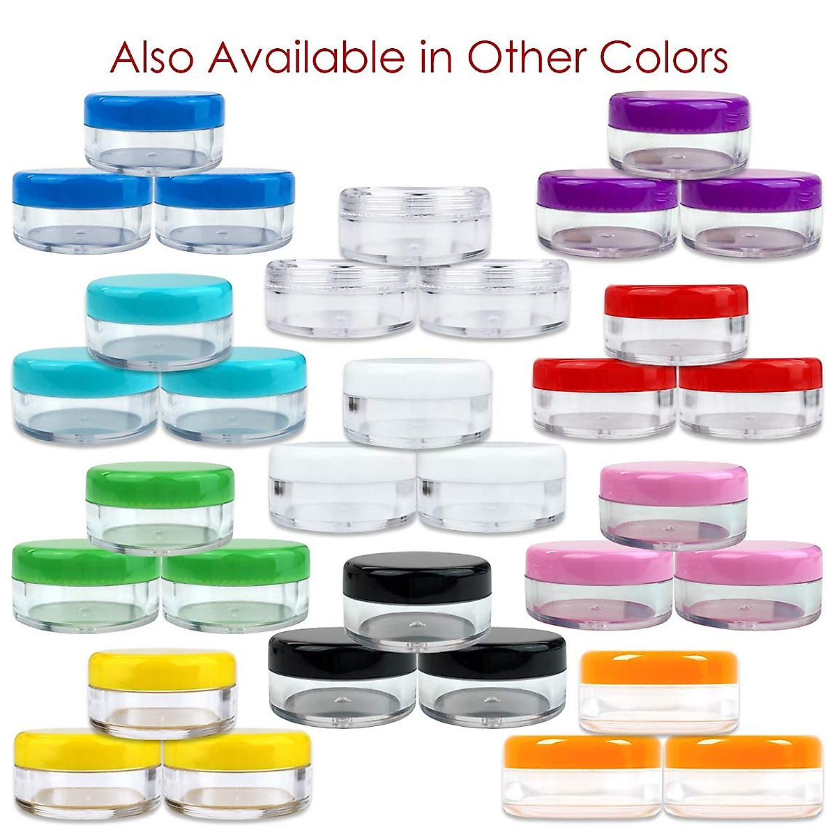 Beauticom® 10 Pieces 5G/5ML Empty Container Jars with MultiColor Lids for Makeup Cosmetic Samples, Small Jewelry, Beads, Nail Charms and Accessories