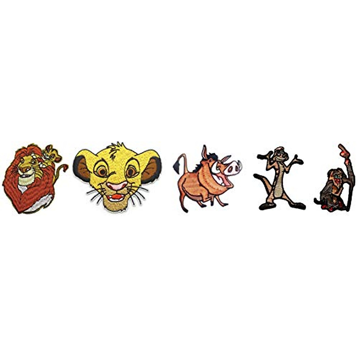 The Lion King Movie Characters Set of 5 Embroidered 3 Inch Tall Iron on Patches
