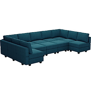 Belffin Modular Sleeper Sofa Sectional Couch Oversized U Shaped Sofa with Storage Convertible Sofa Set Large Sectional Sofa Peacock Blue