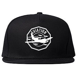 Aviation Airplane Aviator Snapback Hat Cap Black