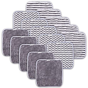 15 Pack Baby Washcloths - Super Soft Absorbent Wash Cloths for Boy and Girl, Newborn Essentials Baby Clothes, Gentle on Sensitive Skin for Face and Body, 10" by 10", Grey