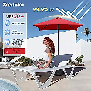 Trenovo 4.9 ft Patio Umbrella - Outdoor Table Umbrella with 4 Reinforced Ribs, UV Protection & Waterproof Market Umbrella for Garden, Lawn, Deck, Backyard, Pool (Red)