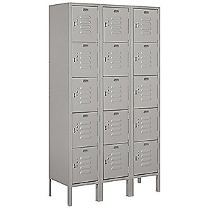 Salsbury Industries 65352GY-U Five Tier Box Style 36-Inch Wide 5-Feet High 12-Inch Deep Unassembled Standard Metal Locker, Gray