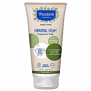 Mustela Certified Organic Hydrating Cream - Natural Body Lotion with Olive Oil, Aloe Vera & Sunflower Oil - For Baby, Kid & Adult - Fragrance Free, EWG Verified & Vegan - 5.07 fl. oz.
