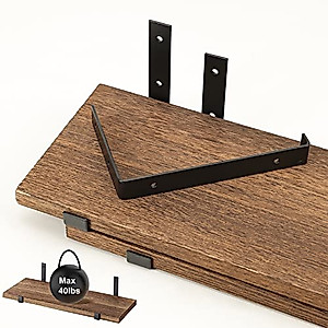 YGEOMER Floating Shelves, Set of 8, Rustic Wall Shelves, Wood Floating Shelf for Bedroom, Living Room, Book and Bathroom (Dark Carbonized Black)