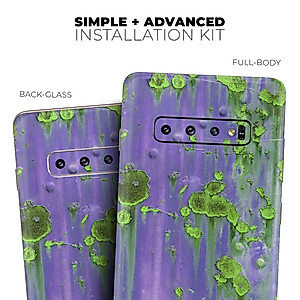 DesignSkinz Purple Metal with Lime Green Rust Protective Vinyl Decal Wrap Skin Cover Compatible with The Samsung Galaxy S20 (Screen Trim & Back Glass Skin)