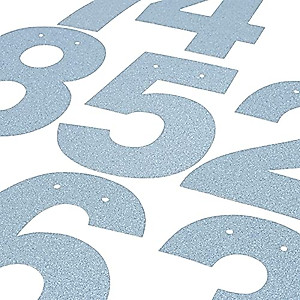 Blue Glitter Custom Banner Kit with 3x Letters Set, 2x Numbers 0-9, 10 Hearts, 10 Stars, DIY Pennant Garland for Birthday Party Decorations, Wedding Supplies (125 Pcs)