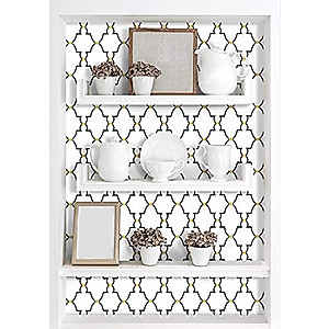 Timeet Black and White Trellis Wallpaper Peel and Stick Wallpaper 17.7"x78.7" Self Adhesive Removable Wallpaper Waterproof for Shelf Liner Drawer Room Wall Decor Film Vinyl Roll