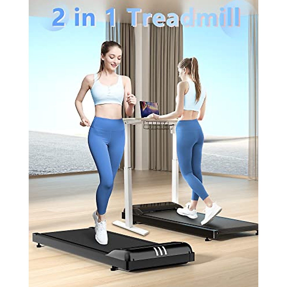 Walking Pad Under Desk Treadmill,Portable 2 in 1 Desk Treadmill for Home,Quiet Mini Walking Pad for Work from Home with Remote Control(𝐋𝐢𝐟𝐞𝐭𝐢𝐦𝐞 𝐖𝐚𝐫𝐫𝐚𝐧𝐭𝐲)